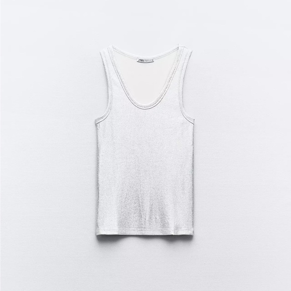 Zara | Tops | Silver Metallic Ribbed Tank Top Zara Nwt | Poshmark